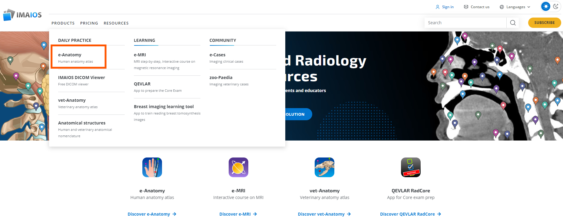 Where to find the e-Anatomy modules? – IMAIOS Help Center